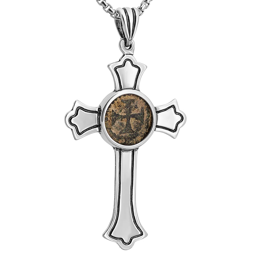 11th Century Crusader Cross Coin - Sterling Silver Cross Necklace