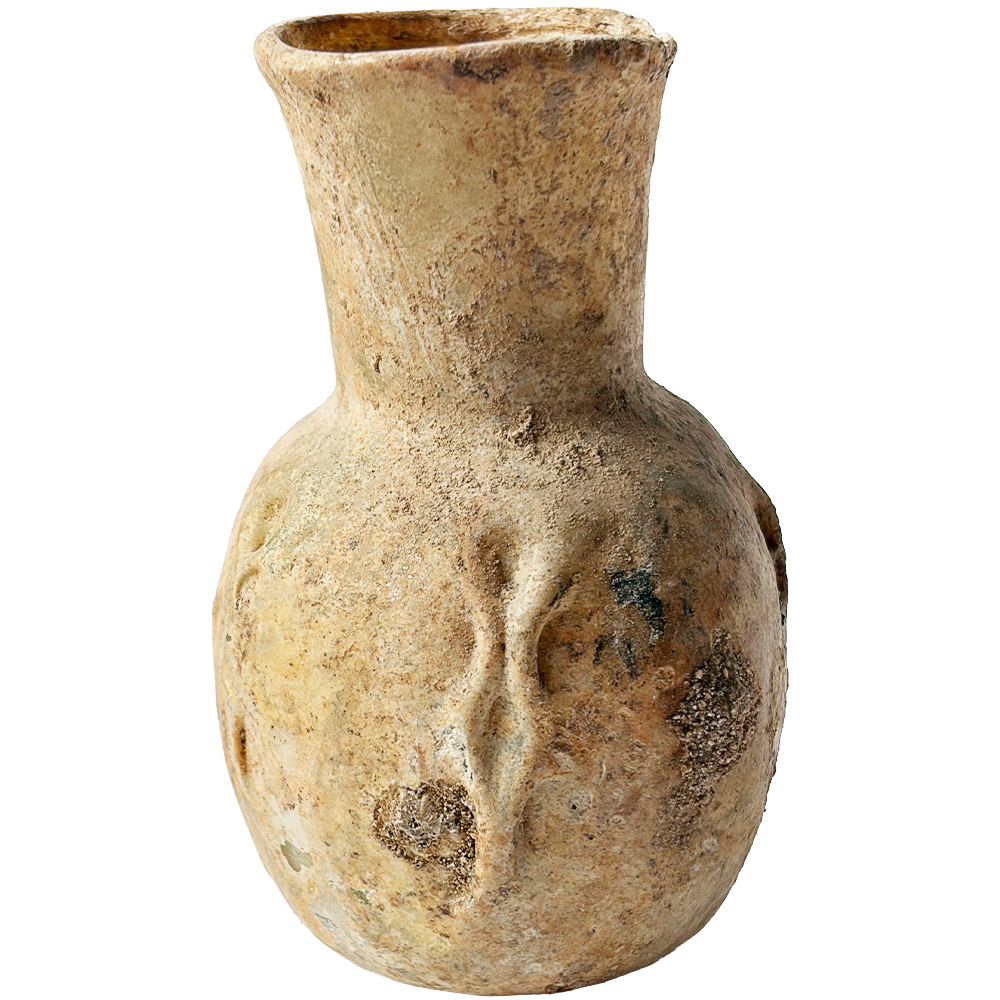 Decorated Roman Glass Medicine Jar - Unique Tiberias Find