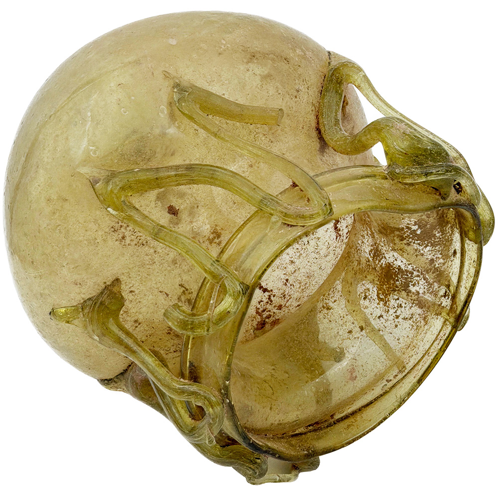 Ancient Roman Glass Decorated Ointment Jar - Authentic